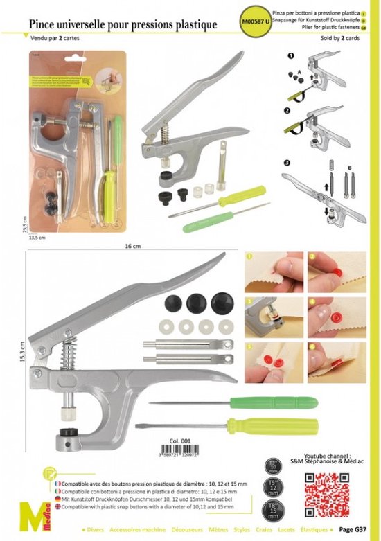 Universele tang voor kunststof drukknopen | bol.com