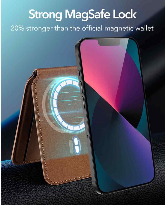 ESR HaloLock Vegan Leer MagSafe Kaarthouder en Standaard Bruin | bol.com