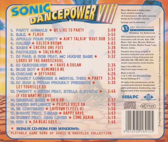 Sonic dance power VIII (8) - CD - Party Animals, BBE, Sash, Faithless ...