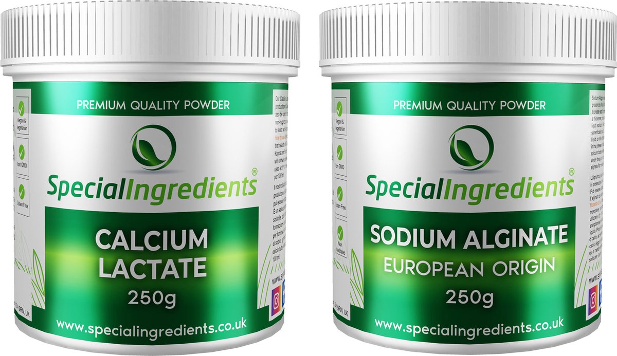 Calcium Lactaat 250 gram & Sodium Alginaat (Natriumalginaat) 250 gram ...