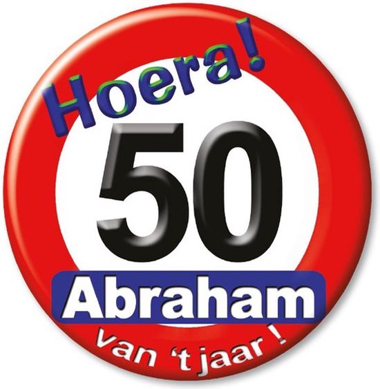Paper Dreams Button Hoera! 50 Abraham Heren 5,5 Cm Staal Rood/wit | bol