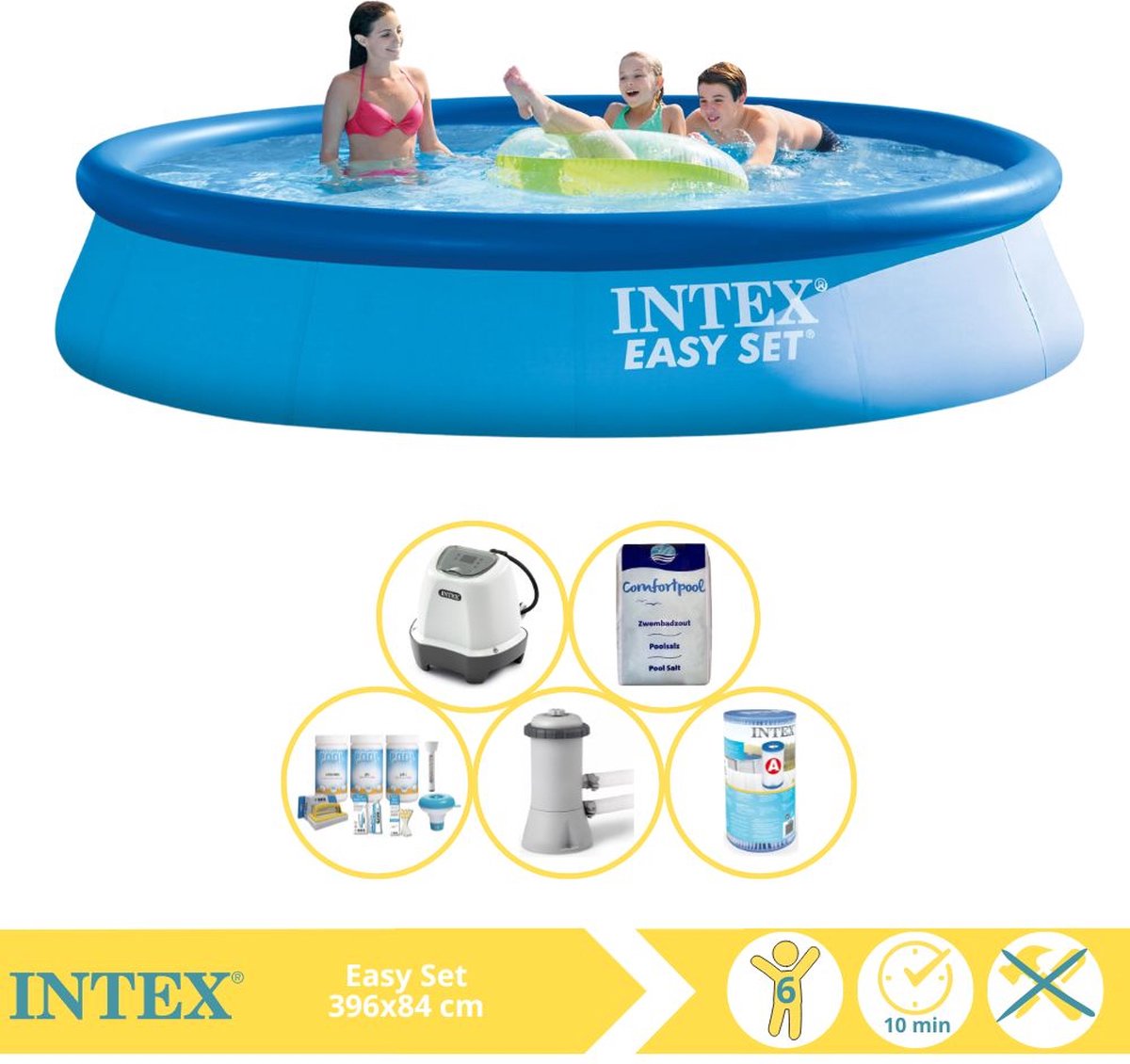 Piscine Intex Easy Set - Piscine Gonflable - 396x84 cm - Avec Forfait ...