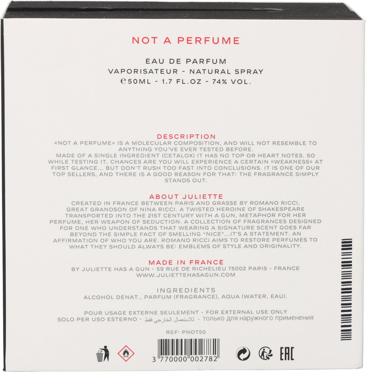 Juliette Has a Gun Not A Perfume 50 ml - Eau De Parfum - Damesparfum ...