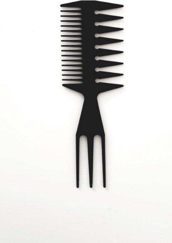 Brede 3 way kam zwart-styling tool-kapper kam-haar kam | bol