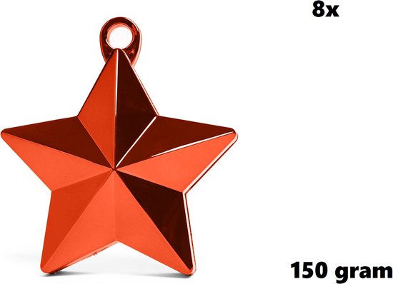 8x Ballon gewicht ster rood - Tafeldecoratie huwelijk bruiloft thema ...