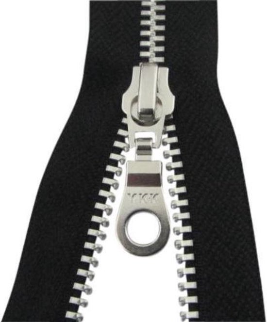 YKK - Deelbare rits - Metalen rits - Zwart Zilver - 25cm - Deelbaar - 6mm | bol.com