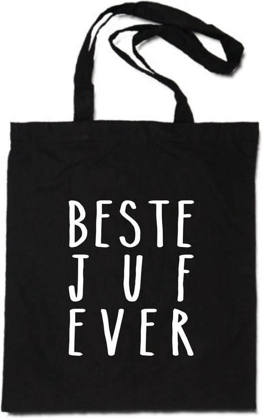 Katoenen tas juf - tas beste juf ever - linnen tasje juf - kadootje juf ...
