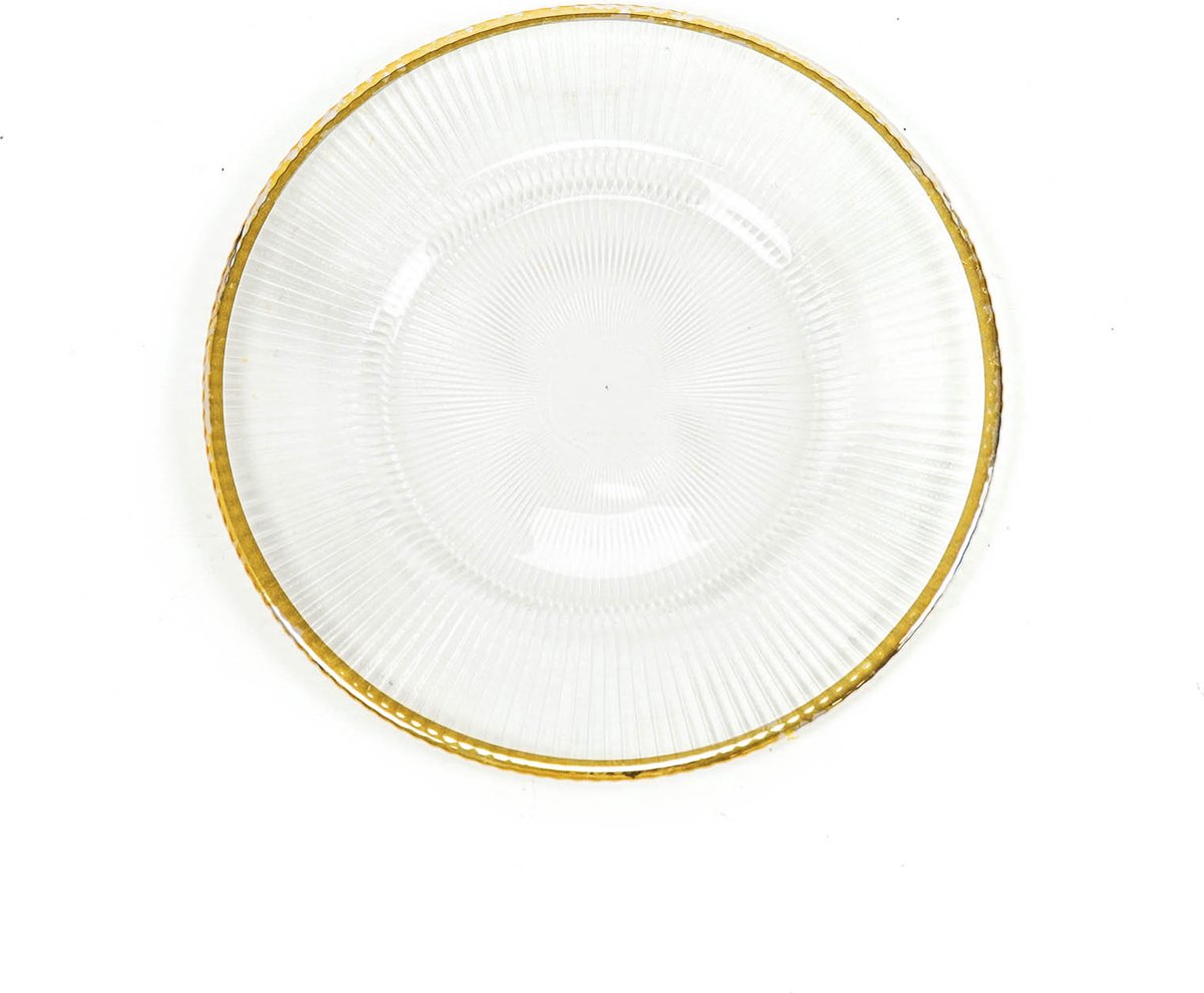 Housevitamin glazen bord met gouden rand -20.5x2.5 | bol