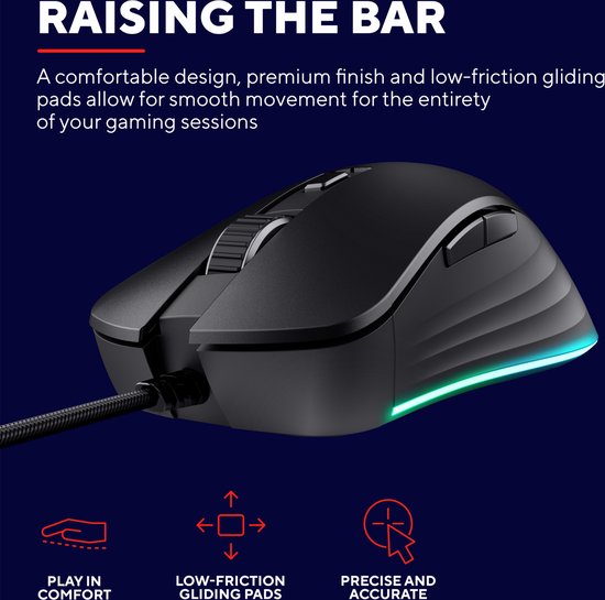 Trust GXT 924 YBAR+ - Pro Gaming Muis - RGB verlichting - 25600 dpi ...