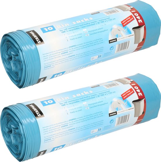 Papstar 20x stuks afvalzakken/vuilniszakken - 240 liter - blauw ...