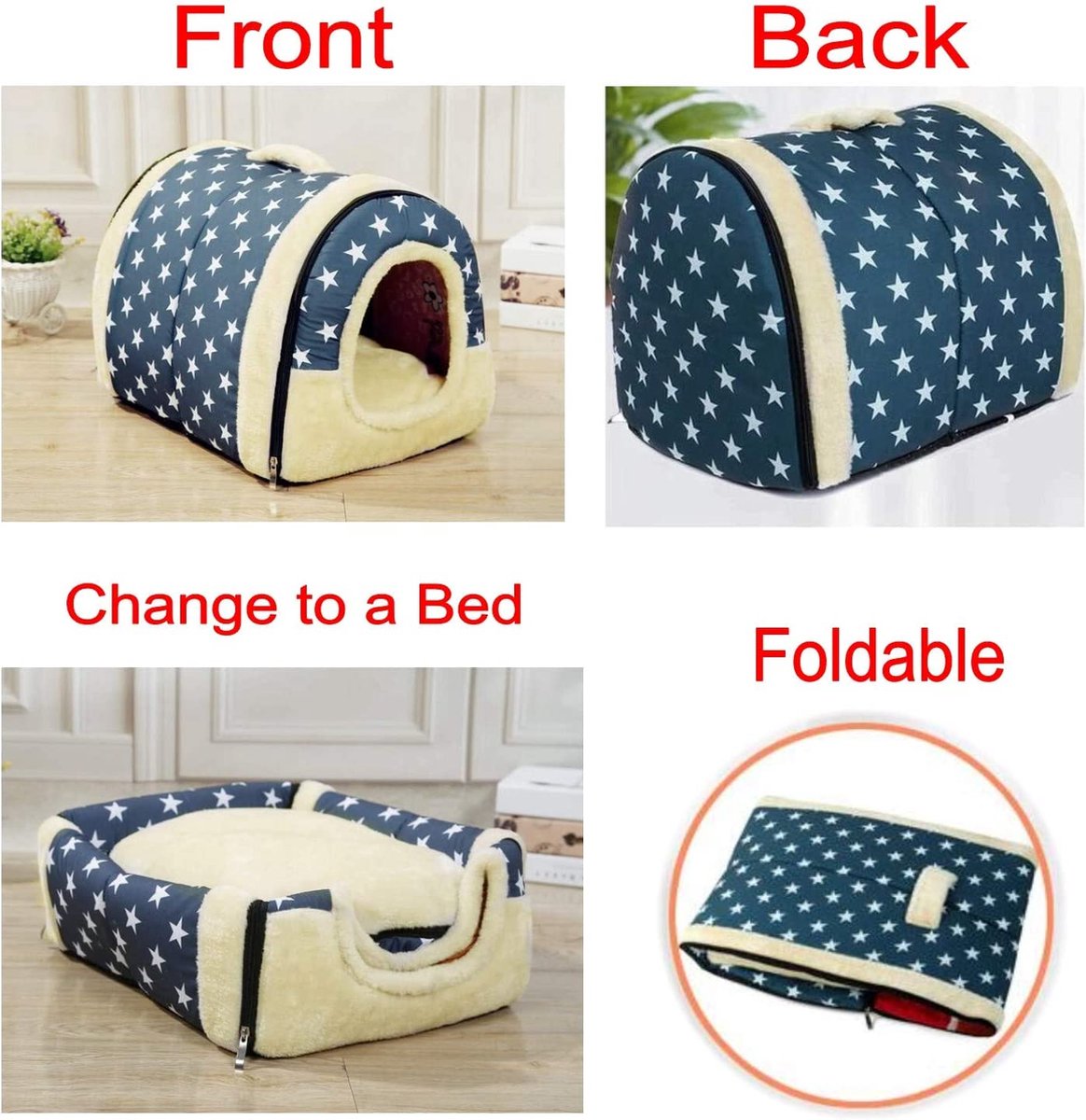 Zacht, warm, winter kattenbed sofa nest, draagbaar iglohuis voor katten ...