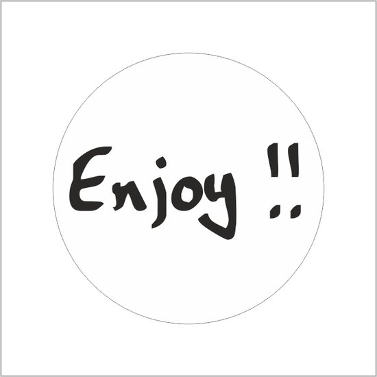 Sticker - "Enjoy" - Etiketten - 39mm Rond - Wit/Zwart - 500 Stuks | bol