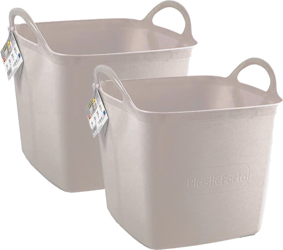 Plasticforte Kuip/emmer/wasmand - 2x - flexibel - beige - 27 liter ...