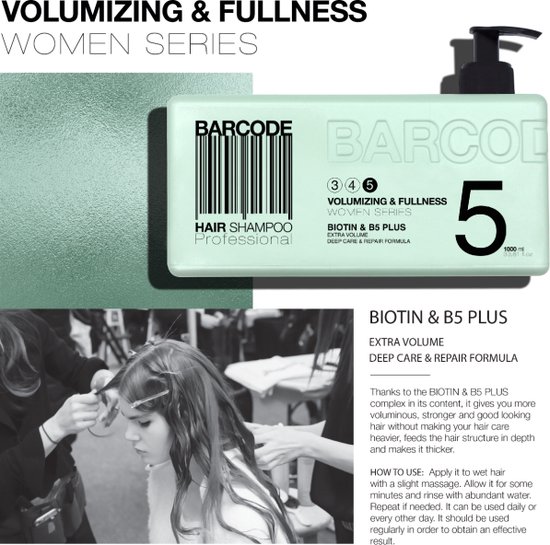BARCODE - Hair Shampoo - Volumizing & Fullness - 1000ml | bol