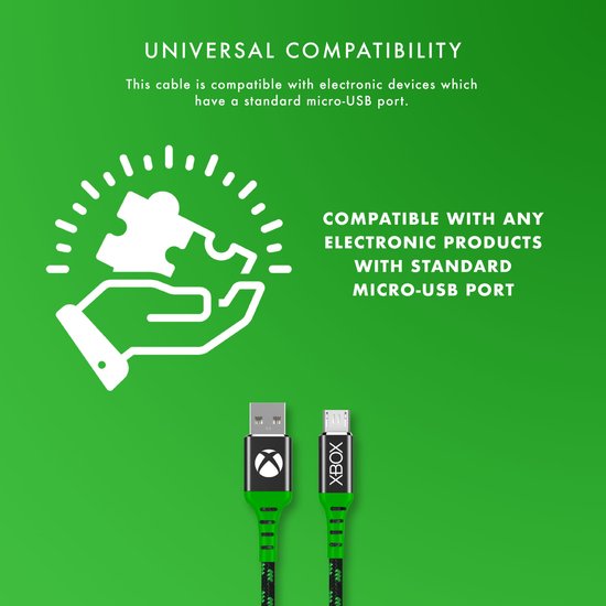 Microsoft Licensed- Xbox 4m Micro USB Gevlochten Oplaadkabel | bol