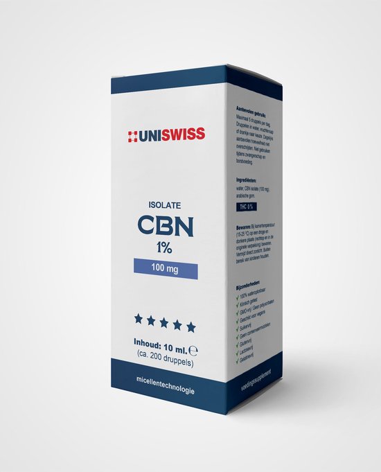 Water oplosbare Cannabinol (CBN) isolate – 1% 10ML - 200 Druppels ...