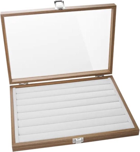 Luxe ringen display hout + flanel 36 x 35 x 5 cm | bol