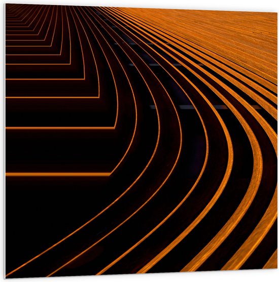 PVC Schuimplaat - Golvende Oranje Bogen - 100x100 cm Foto op PVC ...