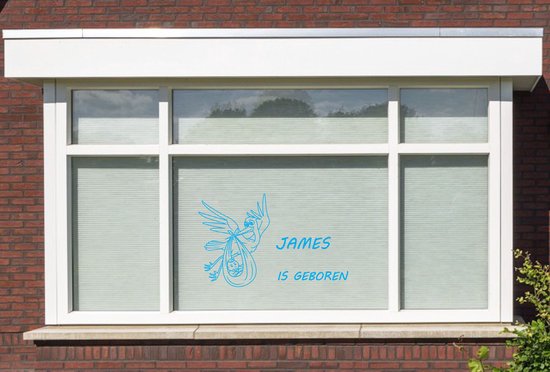 Raam sticker | geboorte Jongen | maat L 40x60cm | Ooievaar type 2 | bol.com