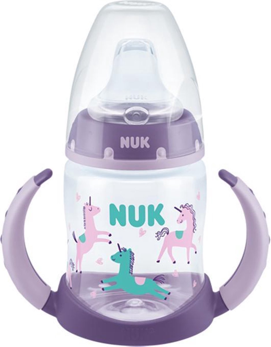 NUK | First Choice | Fles om te leren drinken | 150ml | 6-18 m| Lila 6-18 maanden | bol