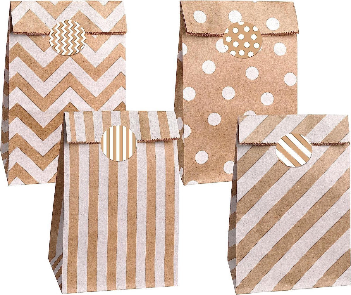 Papieren Zakjes Cadeauzakjes, 40 stuks Uitdeelzakjes Papier met 60 ...