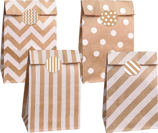 Papieren Zakjes Cadeauzakjes, 40 stuks Uitdeelzakjes Papier met 60 ...