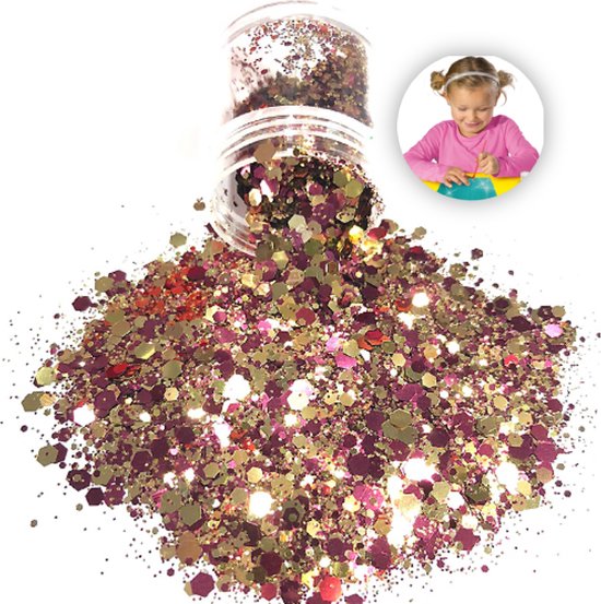 GlittersXL - Knutsel Chunky Glitters (Goud/Roze) [Volume 8g ...