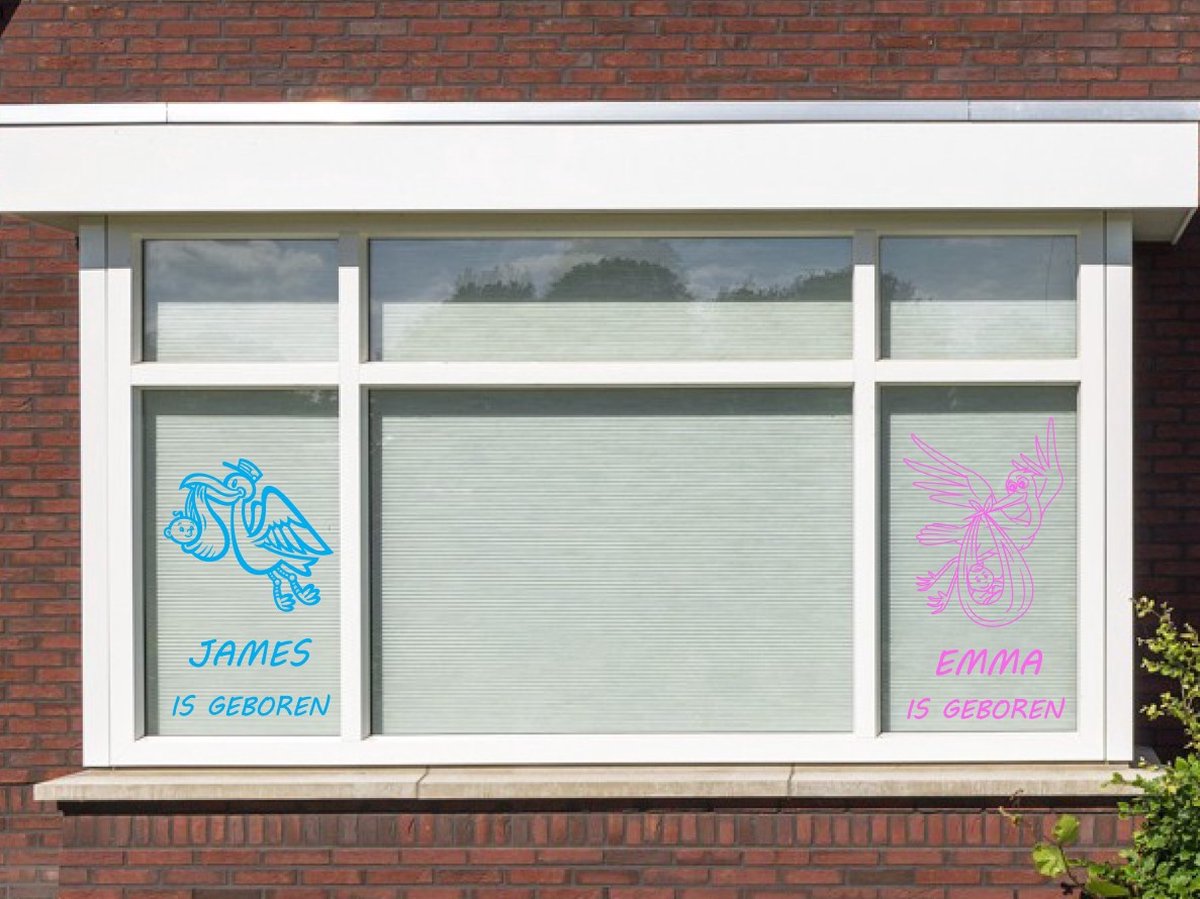 Raam sticker | geboorte Meisje | maat L 40x60cm | Ooievaar type 2 | bol.com