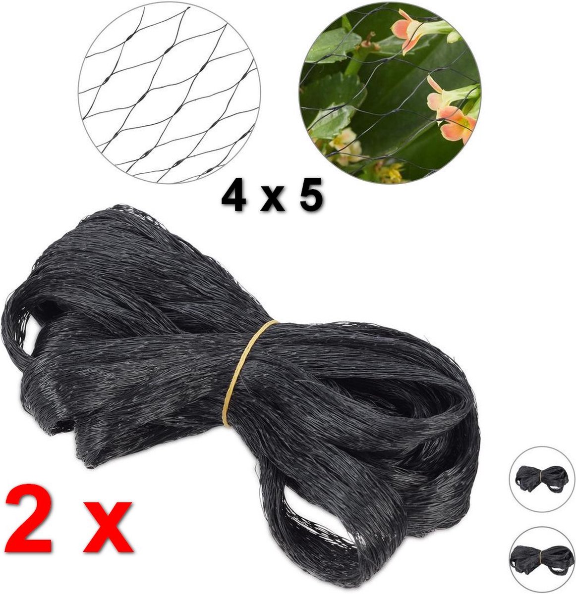 2 x Vogelnet - Anti-vogel net - 5 x 4 meter - Vogelgaas - relaxdays ...