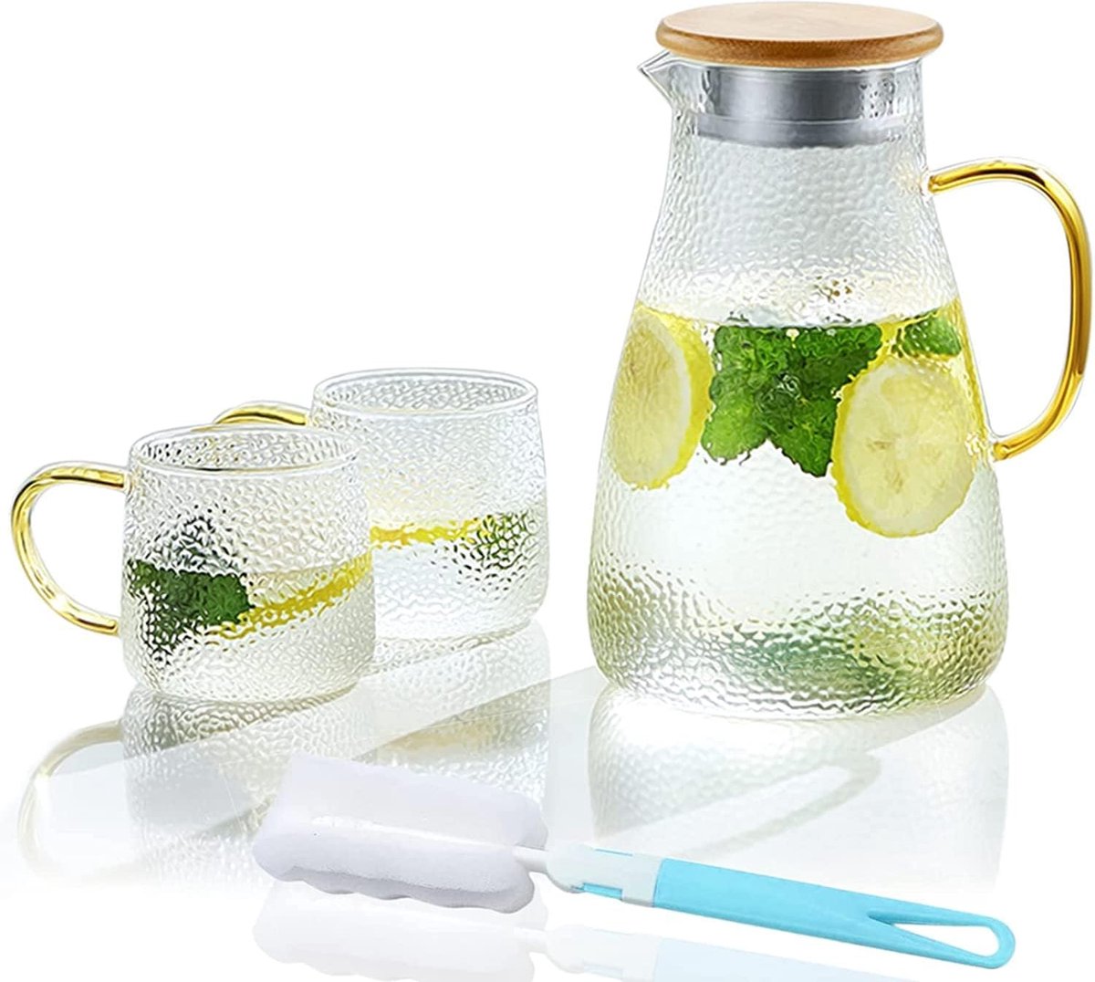 Glazen karaf Waterkaraf met deksel Glazen kan Karaf 2 liter waterkan ...