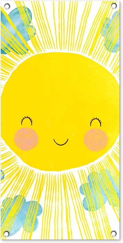 Tuinposter Zon - Geel - Kinderen - Illustratie - 40x80 cm ...