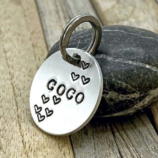 Hondenpenning met naam en telefoonnummer dubbelzijdig gestempeld ...