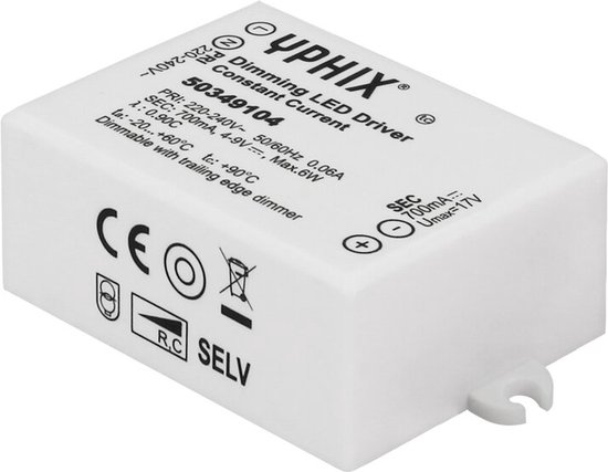 YPHIX LED Driver - 700mA, 4-9V dimbaar - Max. 6W voor 1-2 LED spots | bol