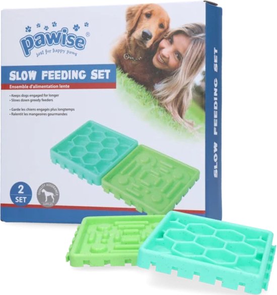 Pawise Slow Feeding set - Slow feeder - Anti-Schrok Voerbak - Groen ...