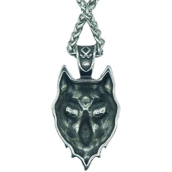 Tesoro Mio Michel - Viking Ketting Met Wolf Hanger Fenir & Erda Rune ...