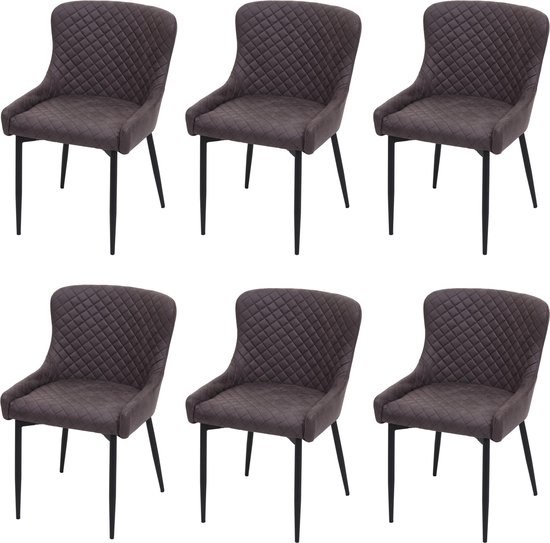 Set van 6 eetkamerstoelen MCW-H79, keukenstoel fauteuil stoel, vintage metaal ~... | bol