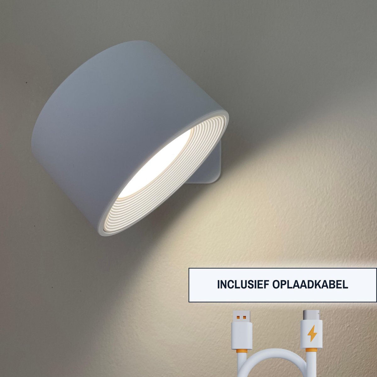 Latium Oplaadbare LED Wandlamp voor Binnen - USB Oplaadbaar - Draadloos ...