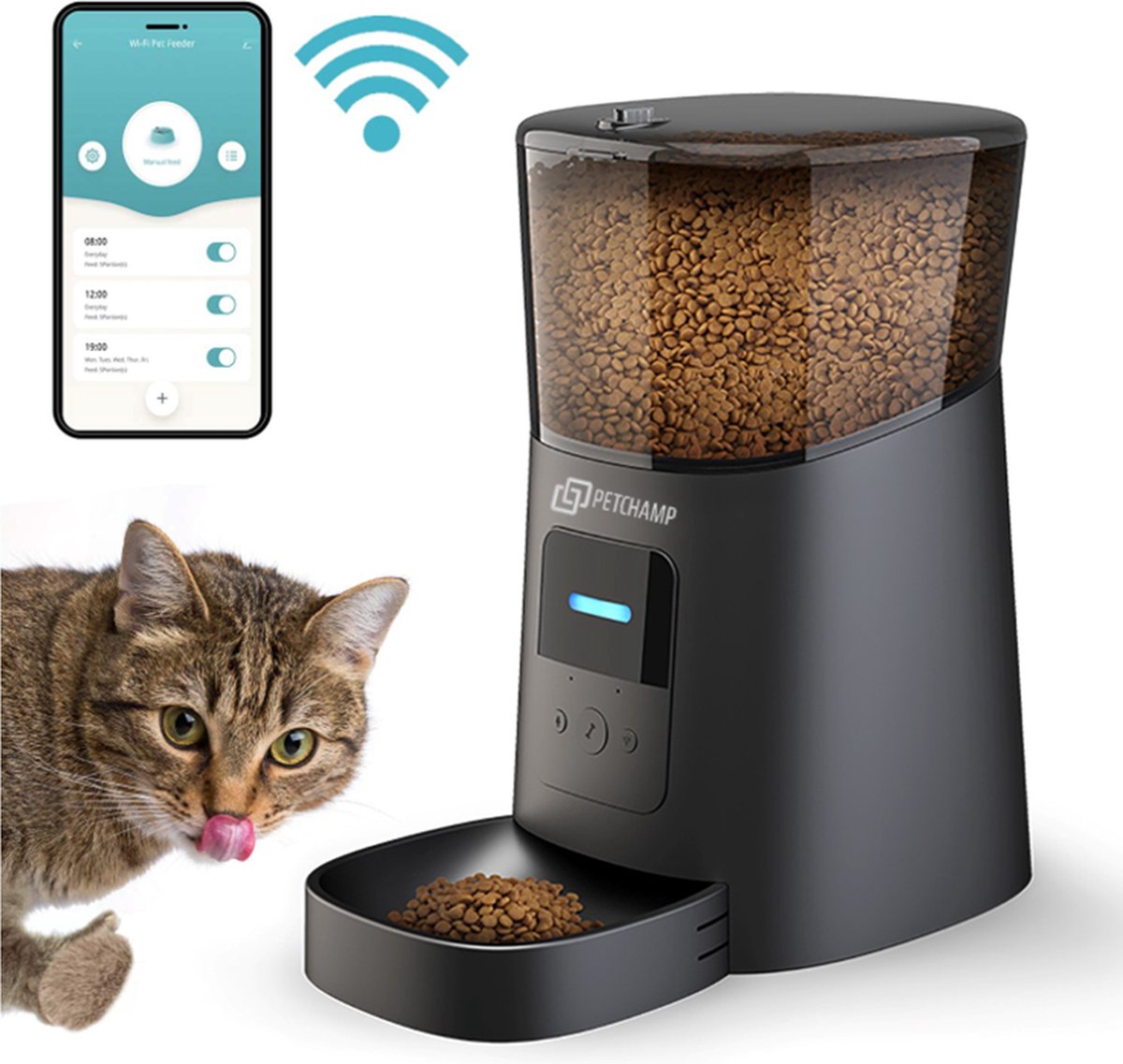 Automatische voerbak kat en hond - Voerautomaat met smartphonebesturing ...