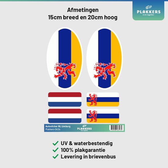Limburgse vlag stickers auto – Set met 6 autostickers | bol