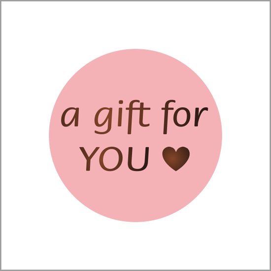 Sticker - "A gift for YOU" - Etiketten - 39mm Rond - Roze/Zwart - 500 ...