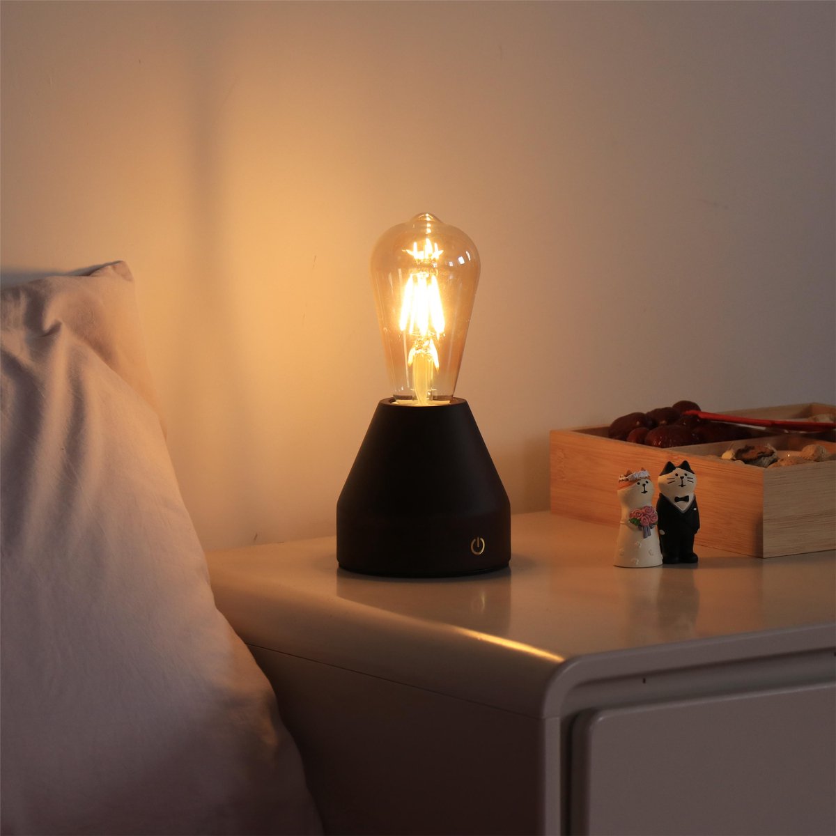 TAVELL – Tafellamp Zavi – Donkerbruin – Dimbaar, Draadloos & USB ...