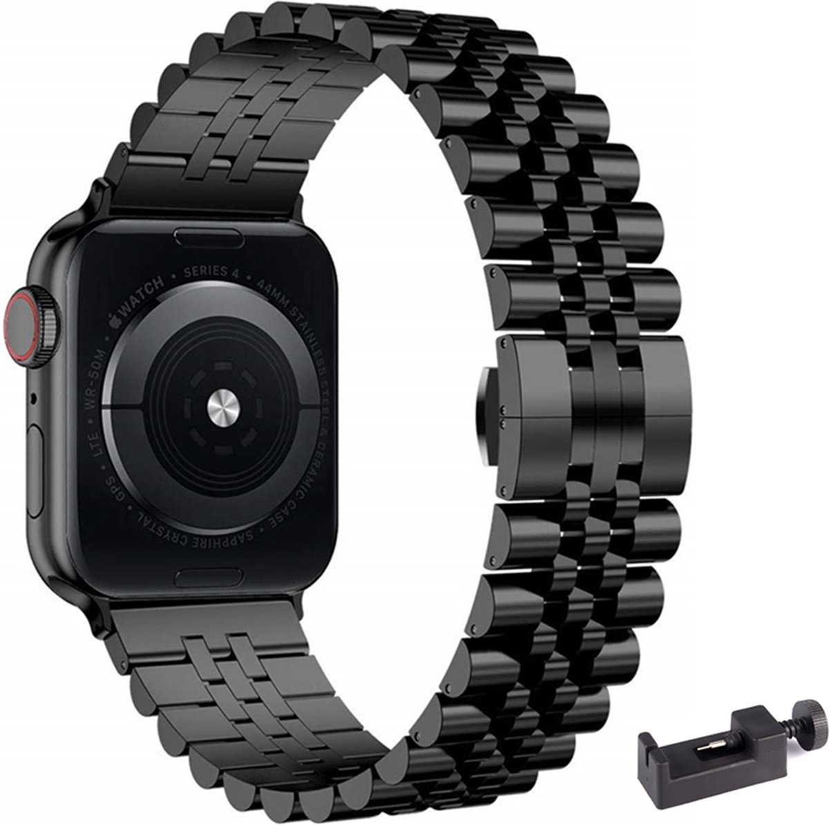 Luxe RVS metalen iWatch smartwatchband met vlindergesp - Zakelijke ...