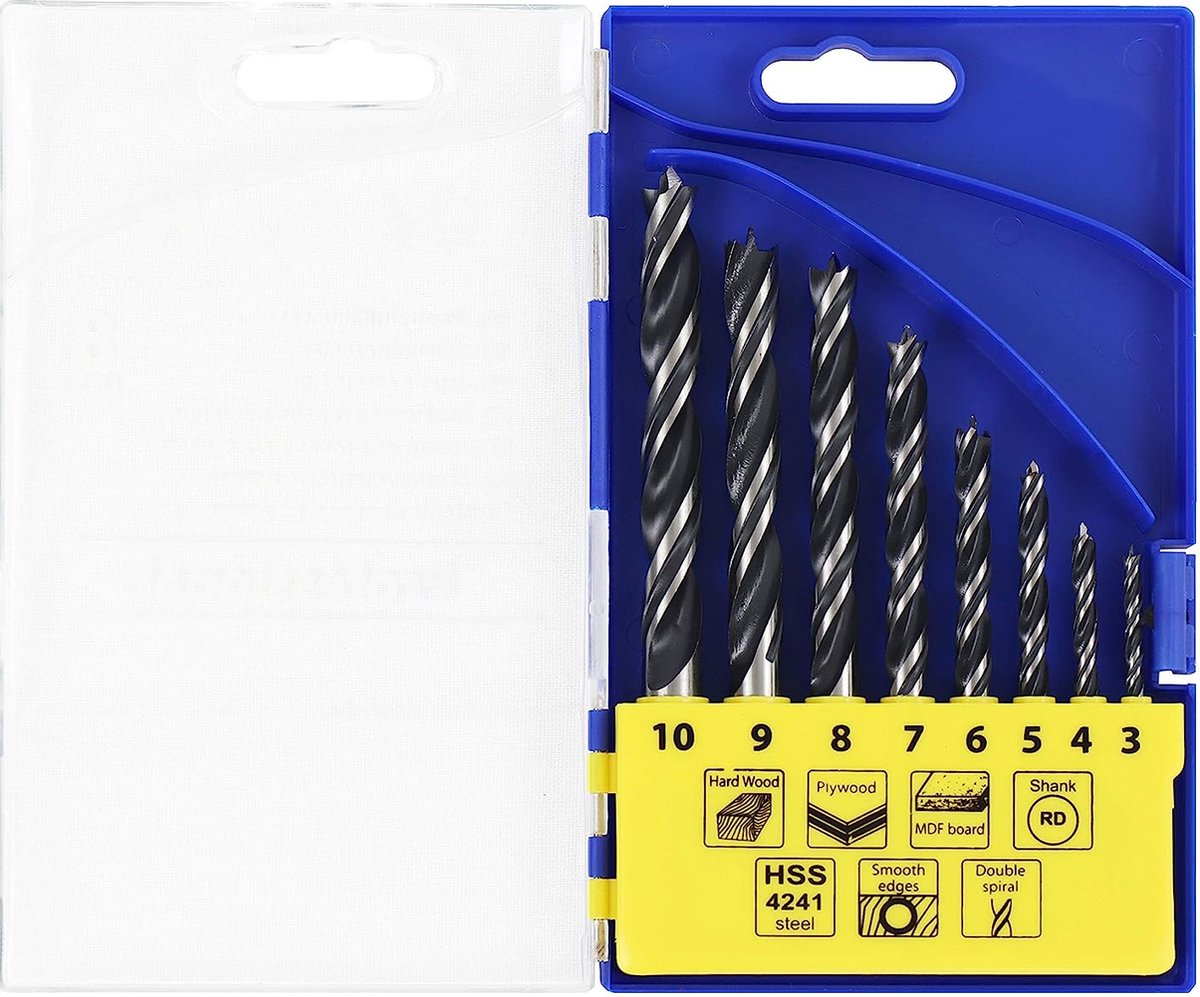 Houtboor, plugboren, premium houtspiraalboorset 8-delig: 3, 4, 5, 6, 7 ...