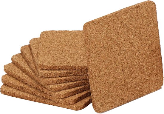 8x Cork Drink Coasters - Square Drink Coasters - Glass Cork Coasters (8 ...
