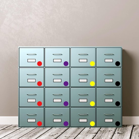 500 stuks ronde kleurcodering stickers - 50 mm - zwart | bol.com