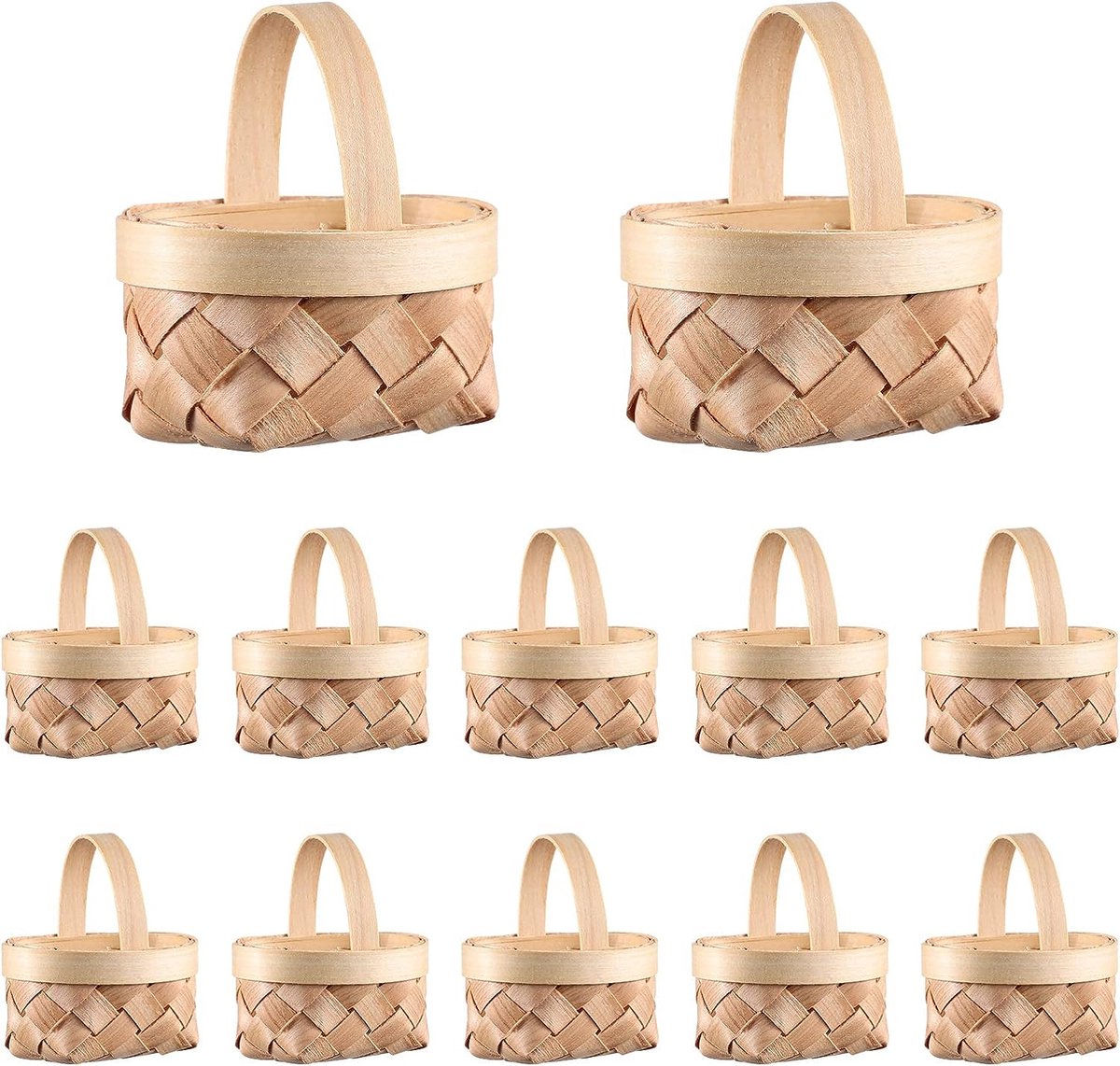 12 stuks mini geweven manden met handgrepen, boerderij, kleine mand ...