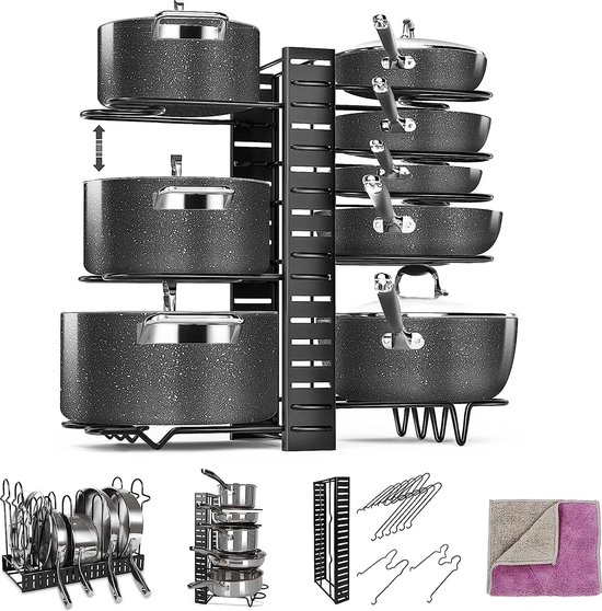 Pan Rack Organizer, 8 Tier Pot en Pan Racks voor kast, kookgerei, 1 ...