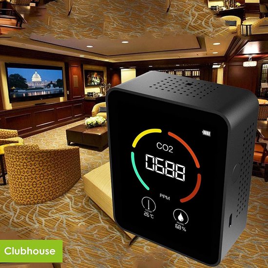 CO2 Melder - Draadloos - Carbon Dioxide Detector - Thermometer ...
