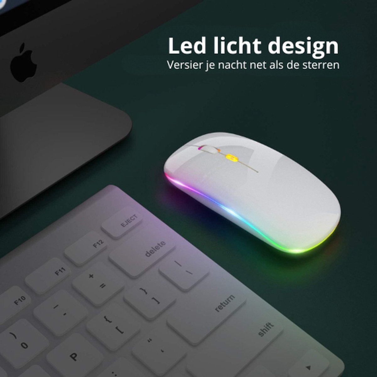 Draadloze Muis - LED Verlichting - Stille Draadloze Muis Laptop en Pc's ...
