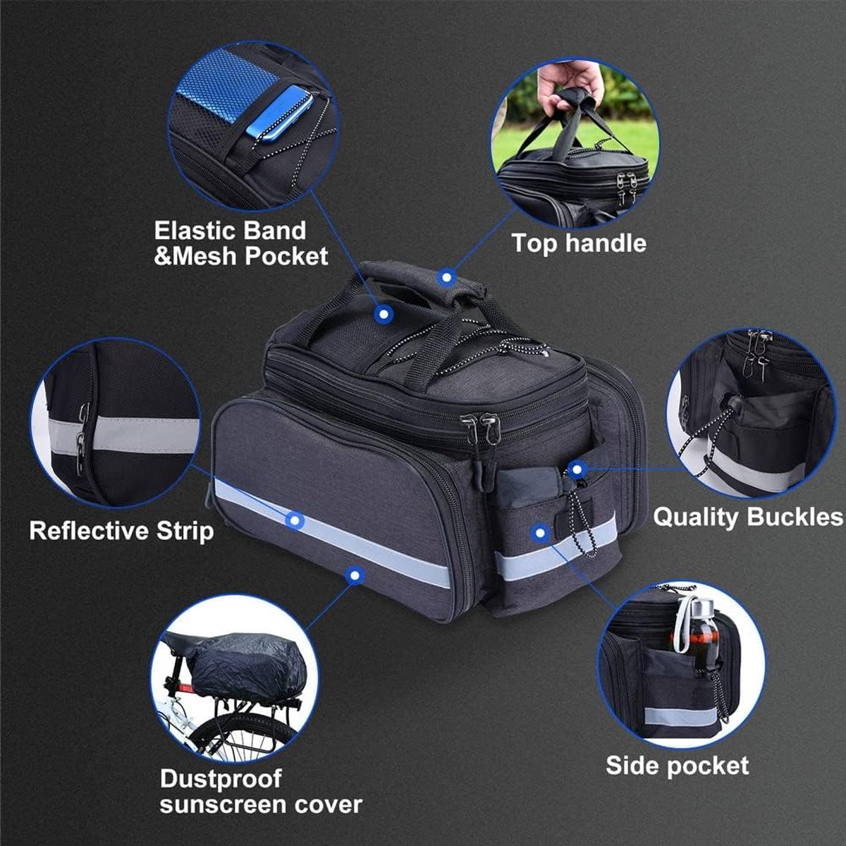 Fietsbagagedragertas, fietstas, bagagedrager, zadeltassen, 10-25 liter ...